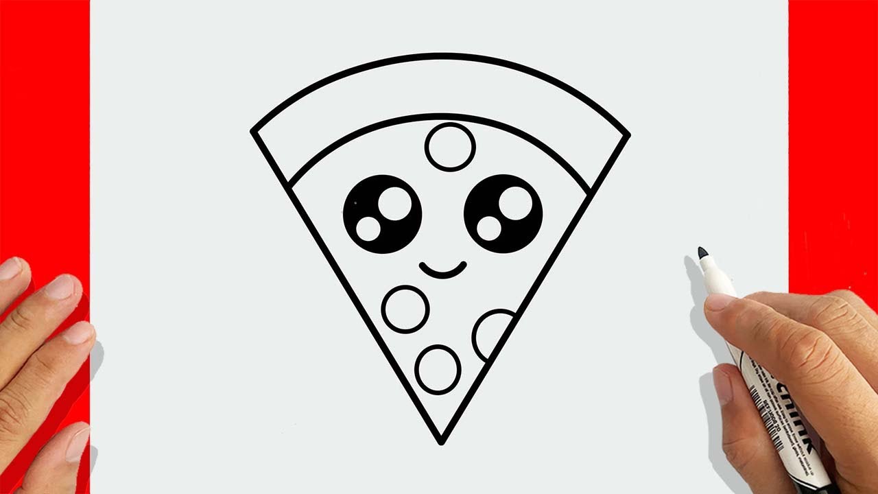 HOW TO DRAW A CUTE PIZZA SLICE, STEP BY STEP, JASON DRAWINGS. - YouTube