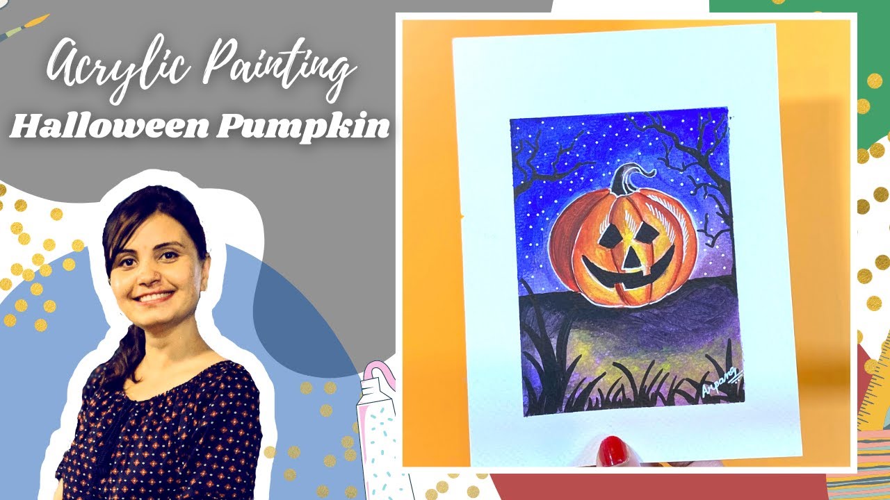 Halloween Pumpkin Painting for Beginner | Acrylic Painting Tutorial ...