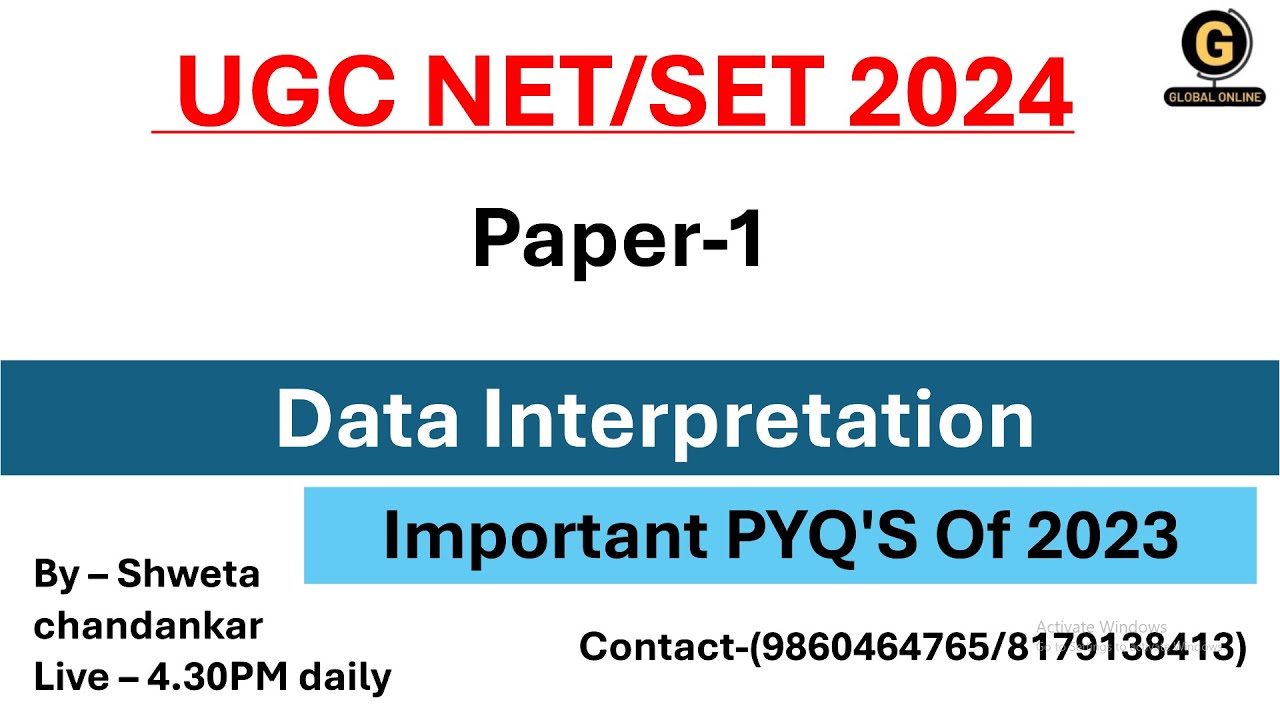 Data Interpretation (DI)| Most Important 2023 PYQ MCQ Questions| UGC NET/SET 2024| By Shweta Ma ...
