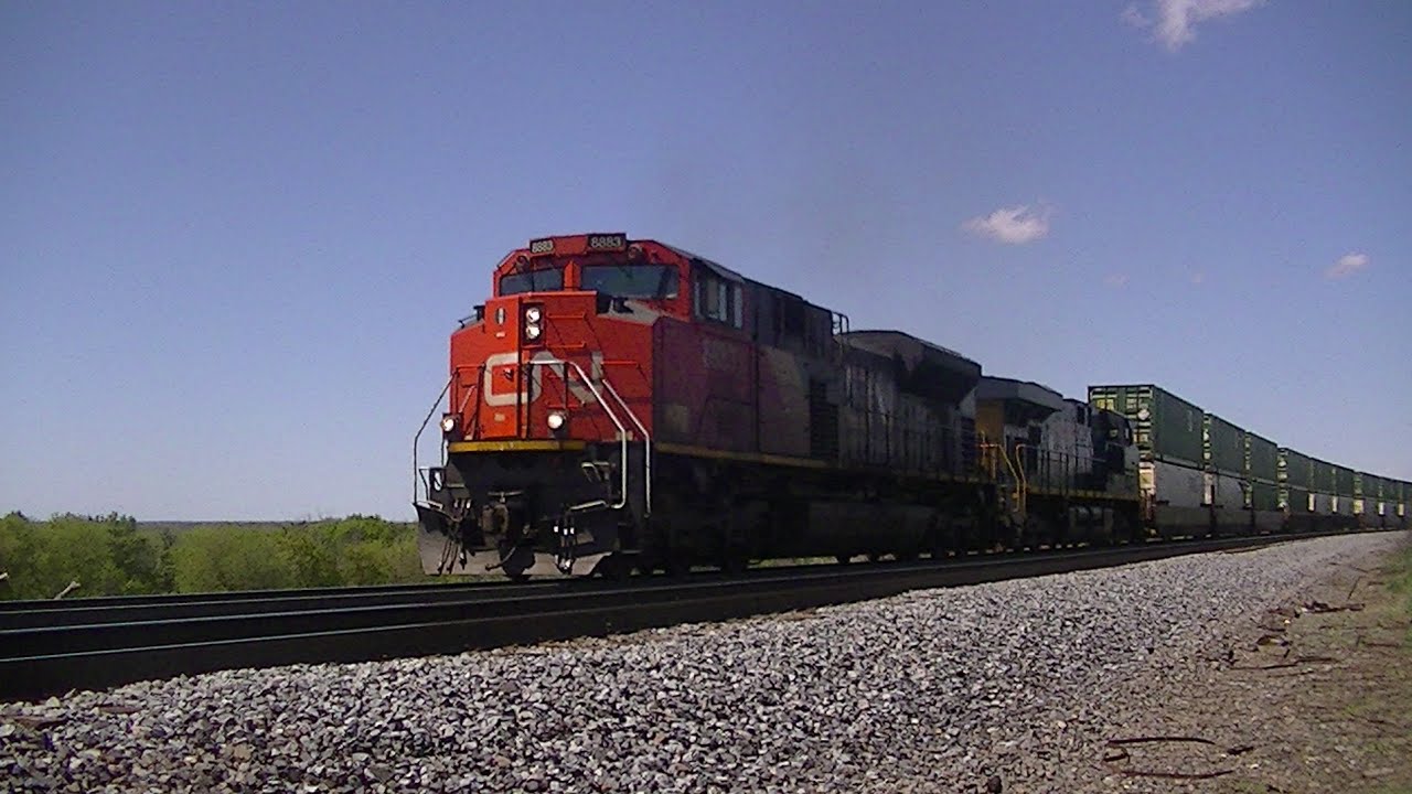CN 8883 CSX 5384 Southbound Intermodal AutoRacks Church Rd South Byron 05-08-2024 - YouTube