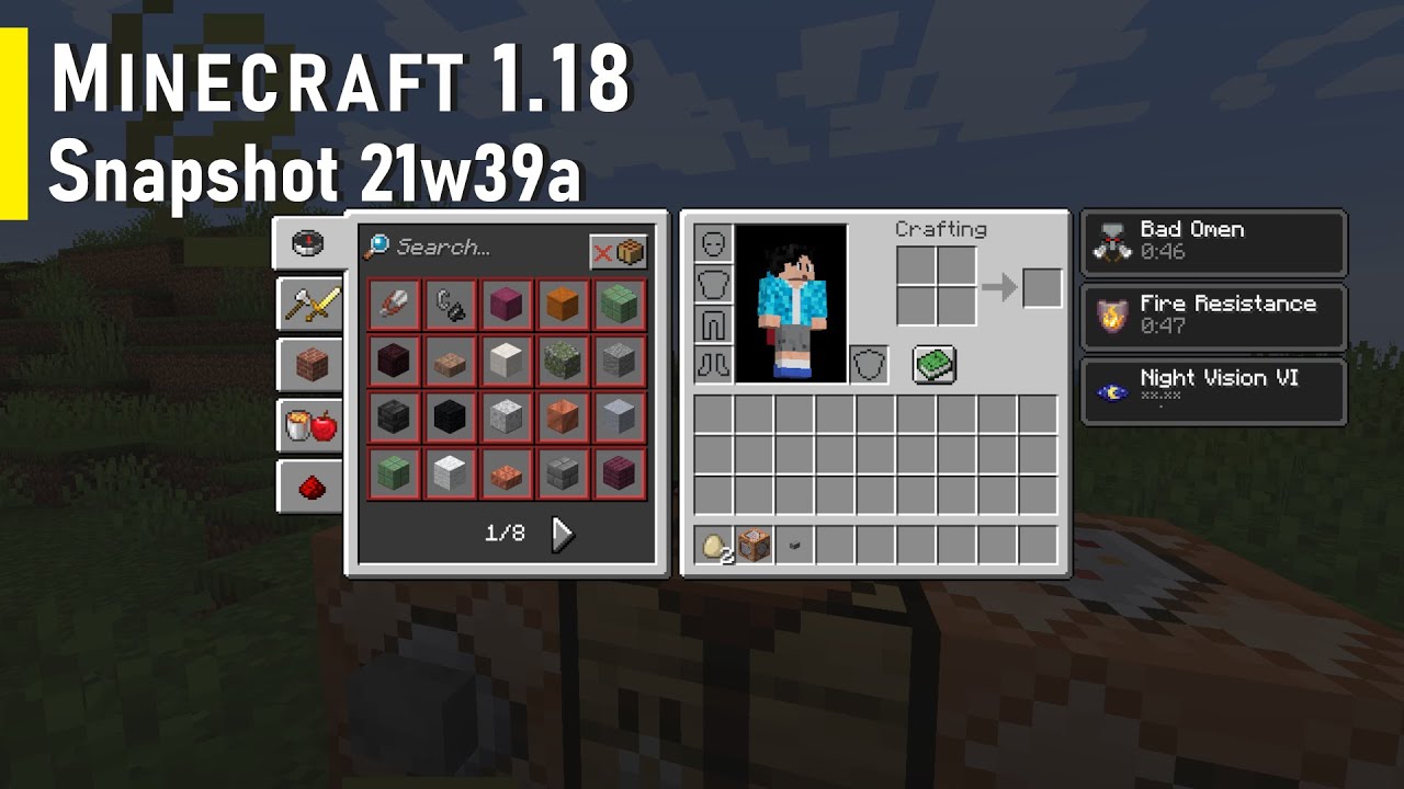 Minecraft 1.18 Snapshot 21w39a - New Effects UI! - YouTube