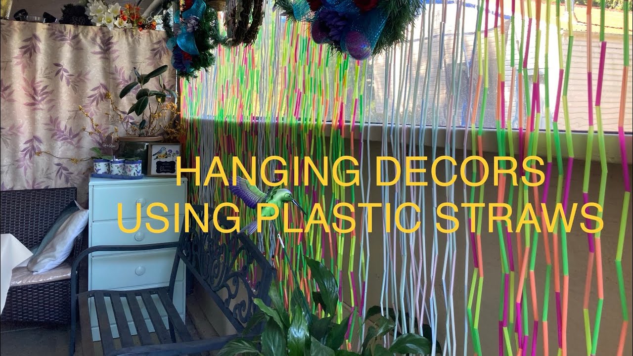 How to make hanging decor using drinking straws - YouTube