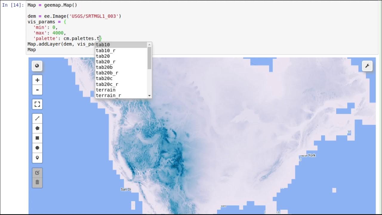 geemap new feature - Visualizing Earth Engine data with over 200 colormaps through dot notation ...