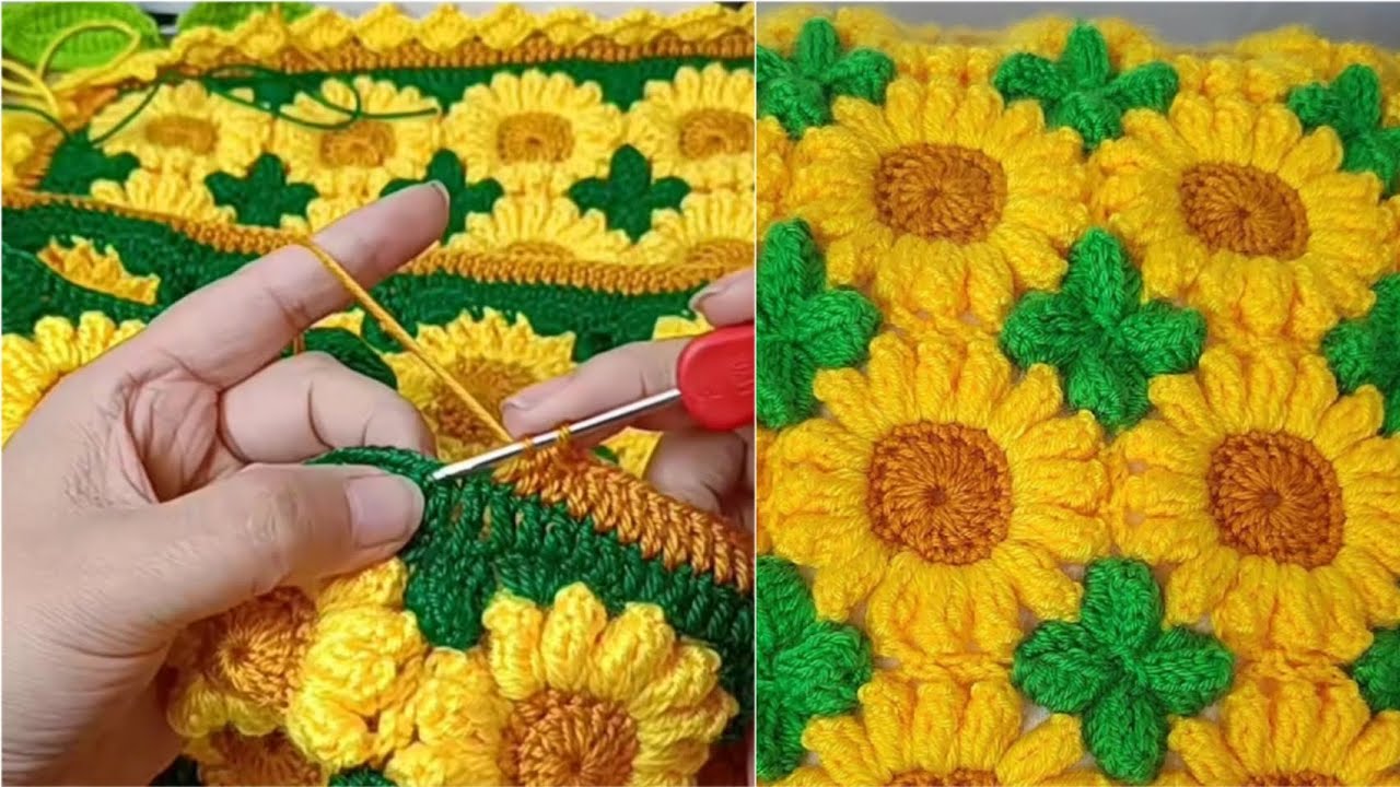 3D Sunflower Crochet Pattern | Make a Cozy Handmade Blanket - YouTube