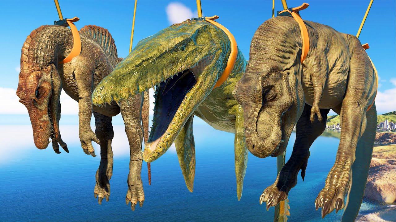 (🦖Jurassic World Evolution2🦕)Mosasaurus,T-Rex,Spinosaurus Dinosaurs ...