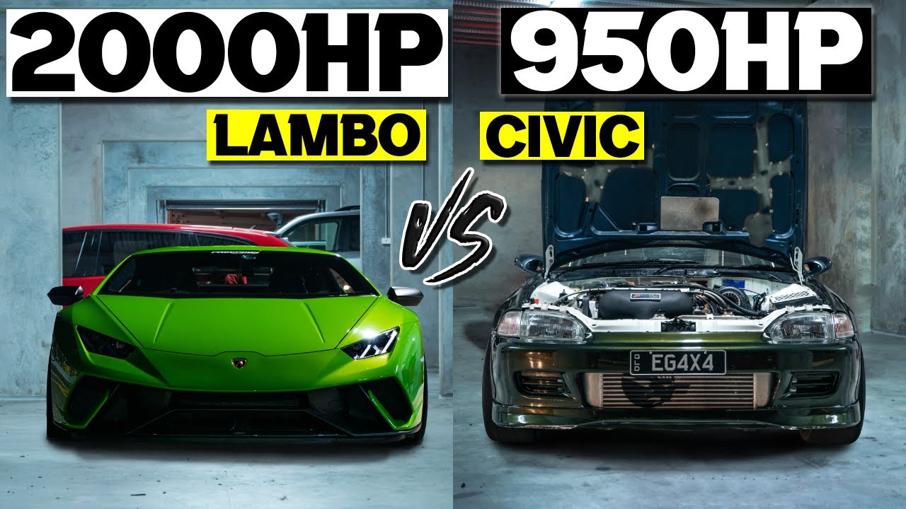 2000HP LAMBO VS 950HP AWD CIVIC - Brisbane Roll Racing - YouTube