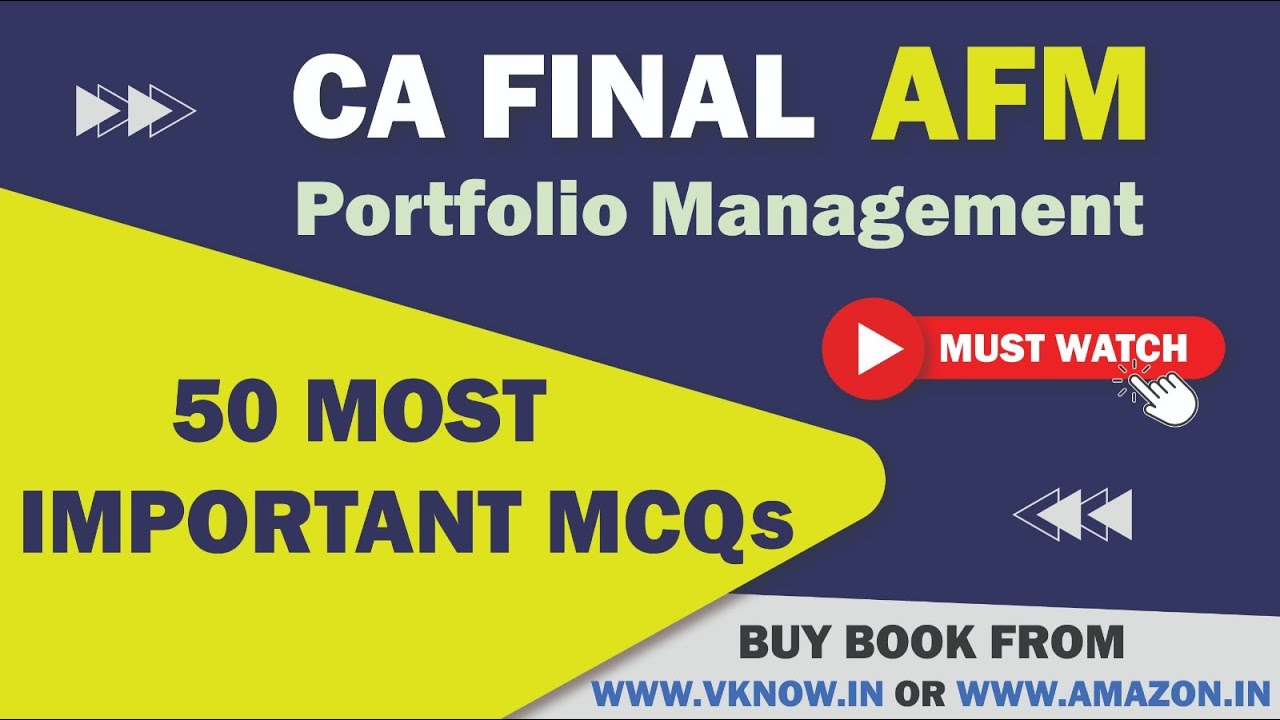CA Final AFM Portfolio Management MCQ By CA Vinod Kumar Agarwal Sir | Buy Book From Amazon.in ...