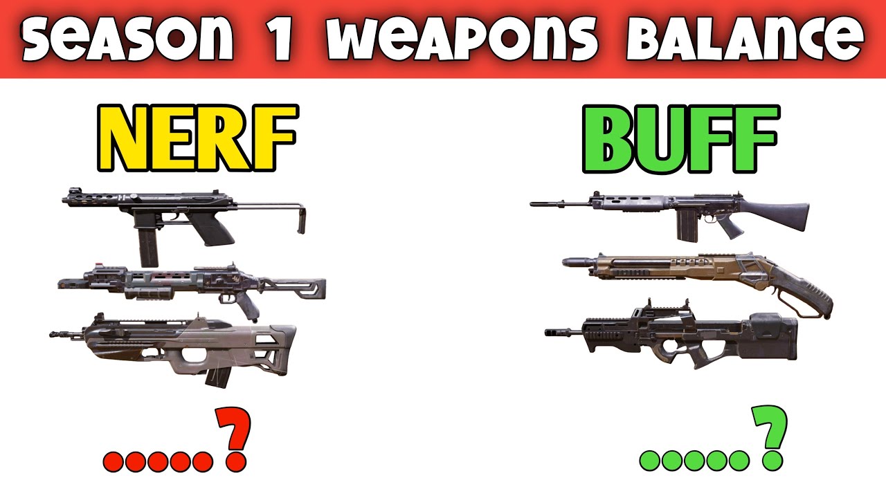 SEASON 1 WEAPONS BUFF AND NERF PATCHNOTE | HUGE BALANCE | S1 TEST ...