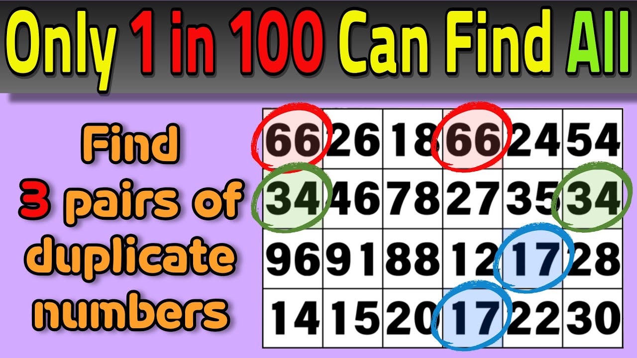 Find the identical numbers 377~384 - YouTube