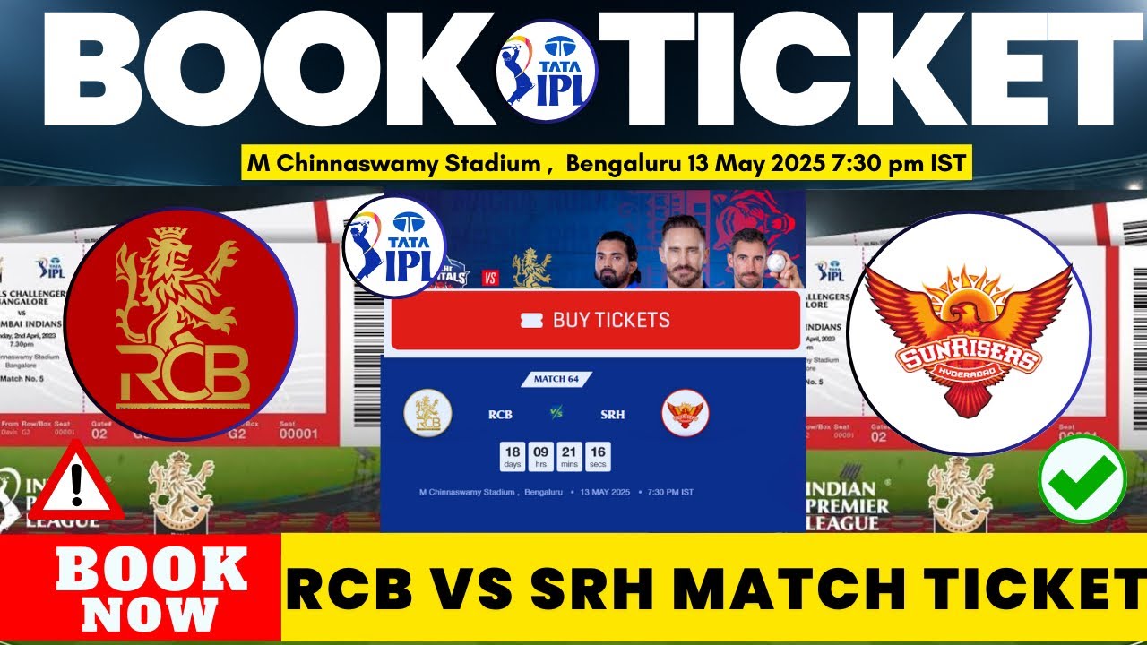 RCB vs SRH Match Tickets 2025 | IPL Ticket Booking, Price, Date ...