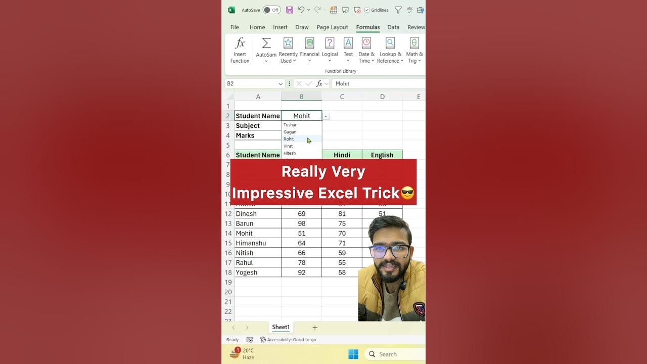 Excel Impressive Trick😎learn Indirect Function Excel Exceltips Exceltricks Exceltutorial