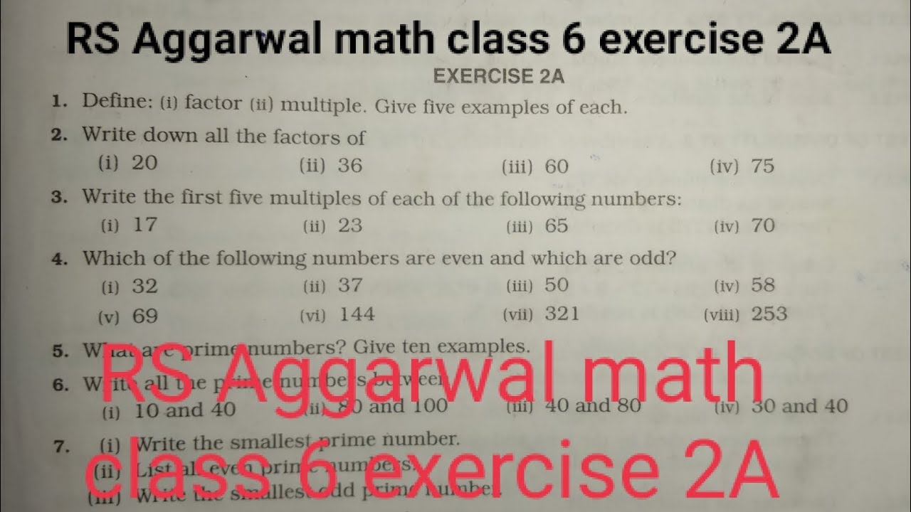 RS Aggarwal math class 6 exercise 2A solutions ।। Class 6 chapter 2A RS ...