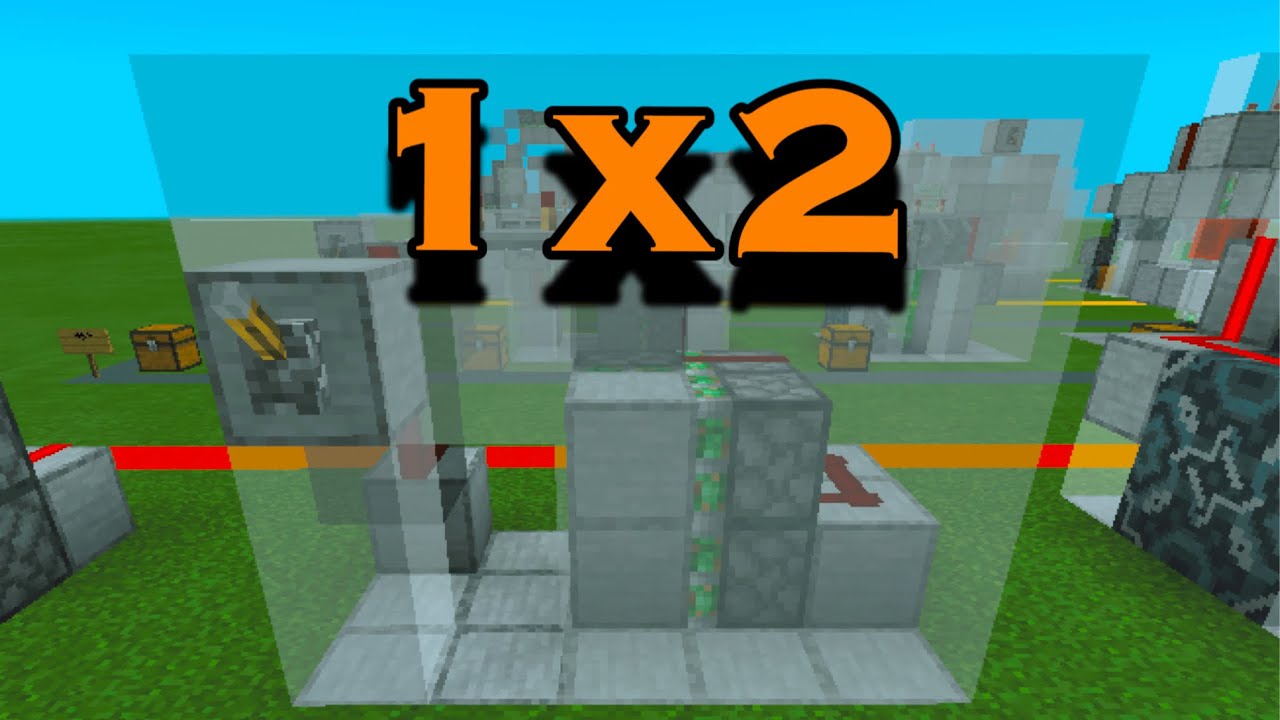 1x2 Piston doors tutorials on Minecraft Bedrock(IOS, Android, Windows ...