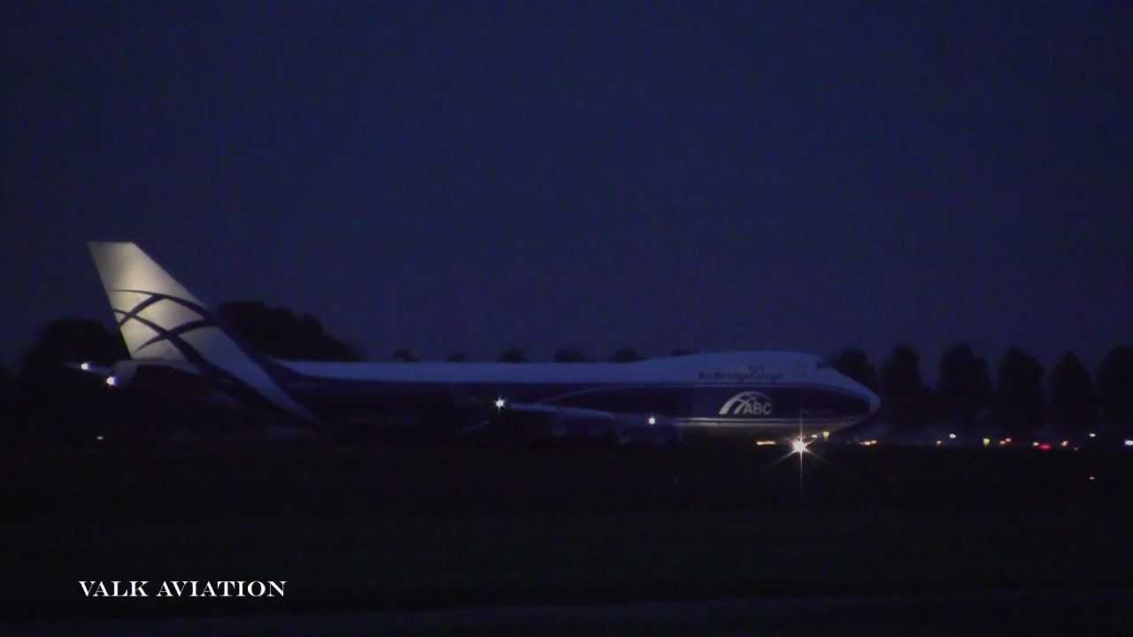 Night Takeoff Boeing 747 AirBridge Cargo RW36L AMS - YouTube