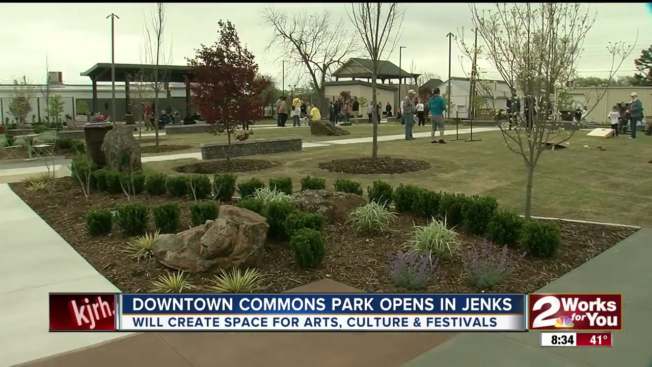 Jenks Commons Park opens in downtown - YouTube