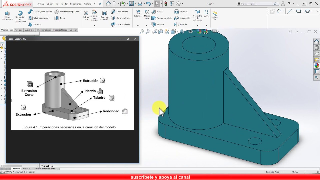 Tutorial solidworks 2018, operaciones basicos para diseño en 3D - YouTube