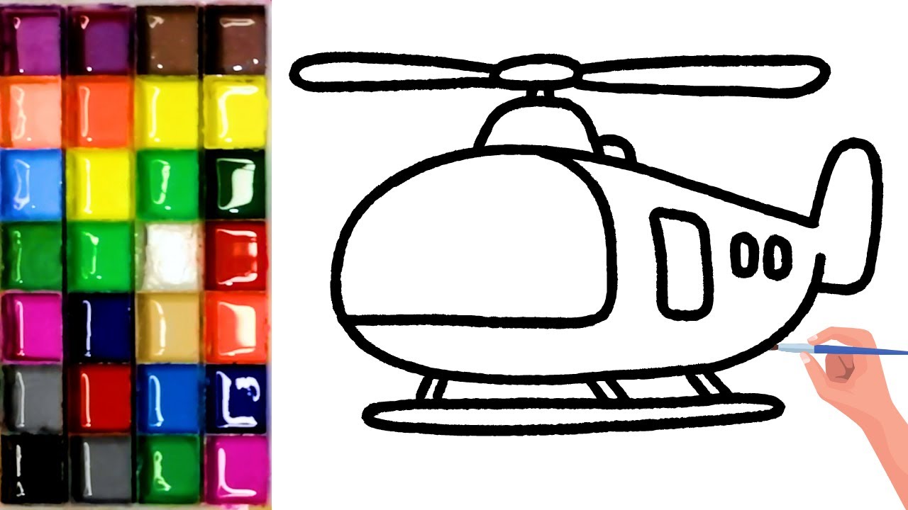 Helicopter Easy Drawing Watercolor Painting | Colors for kids ...