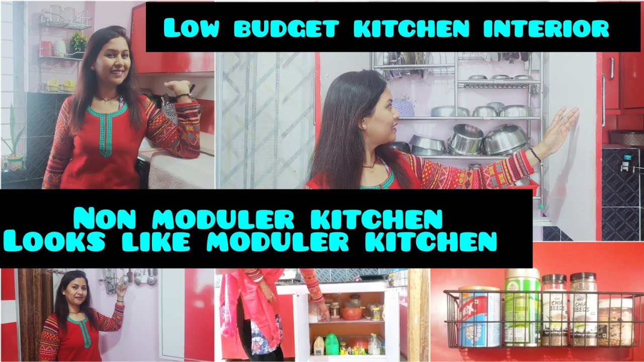 Low budget middle class kitchen interior/ Non moduler kitchen looks ...