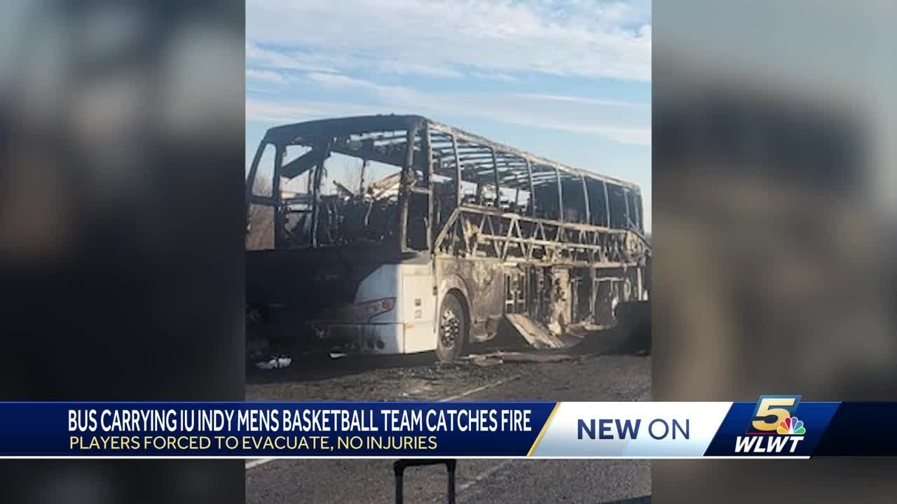 Bus carrying IU Indianapolis basketball players catches fire near ...