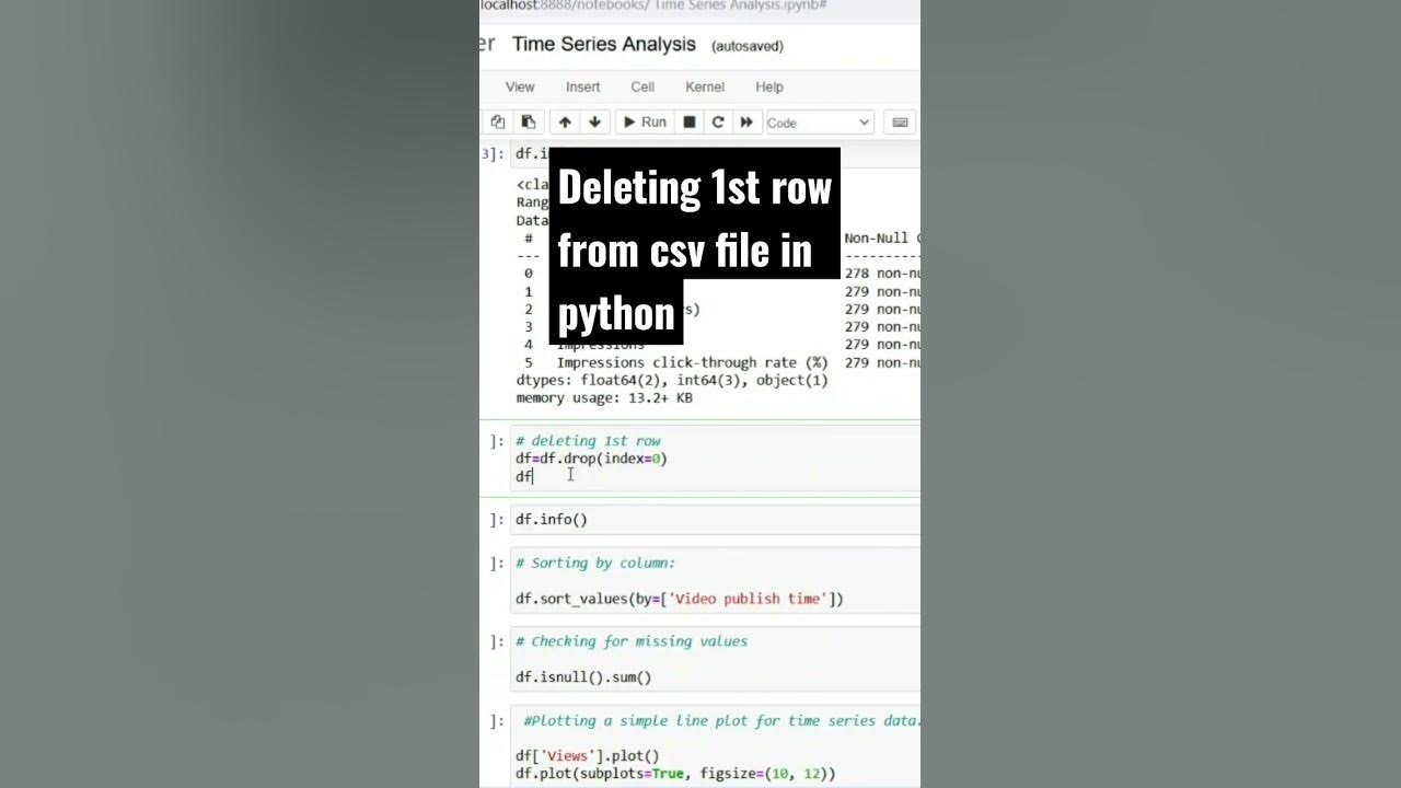 Deleting 1st row from csv file in Python #python #csv #dataanalytics - YouTube