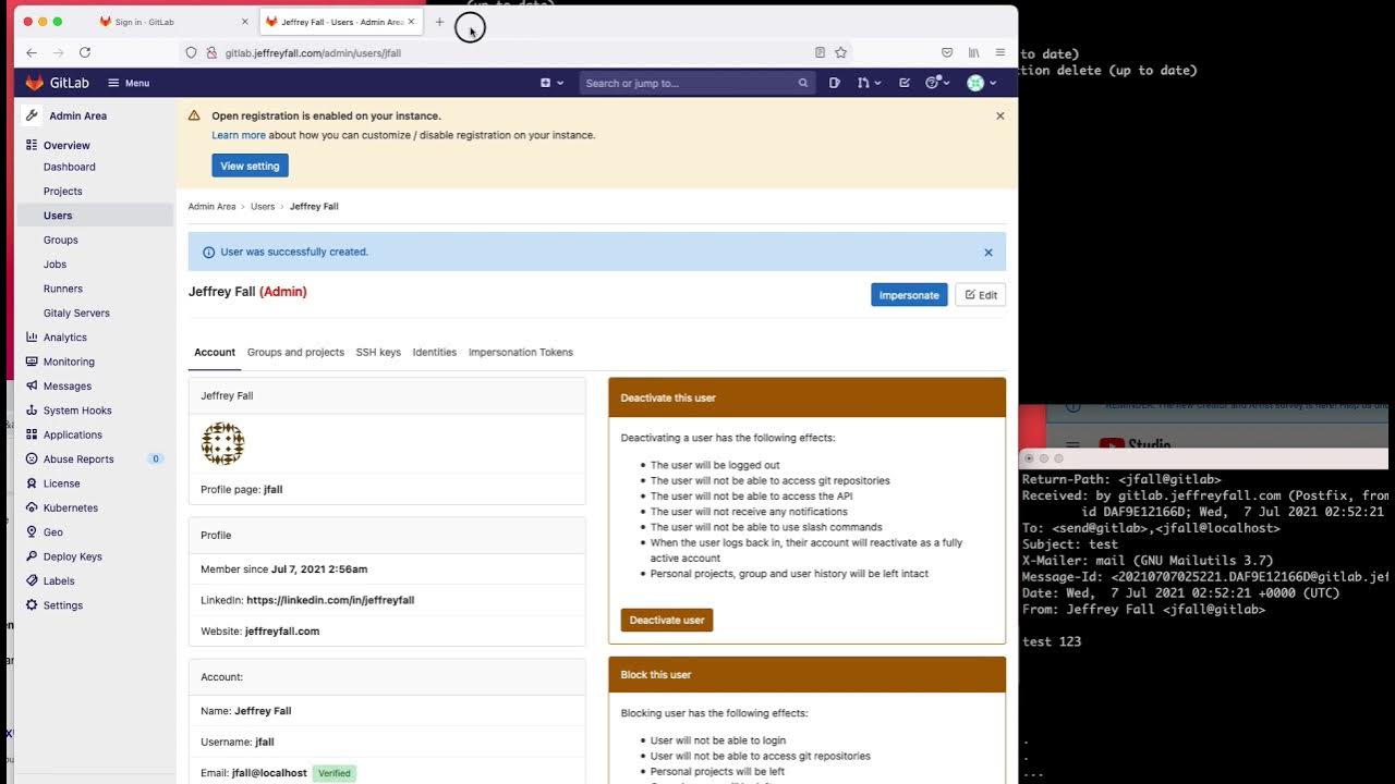 How to create a gitlab account using local email postfix on the gitlab ...