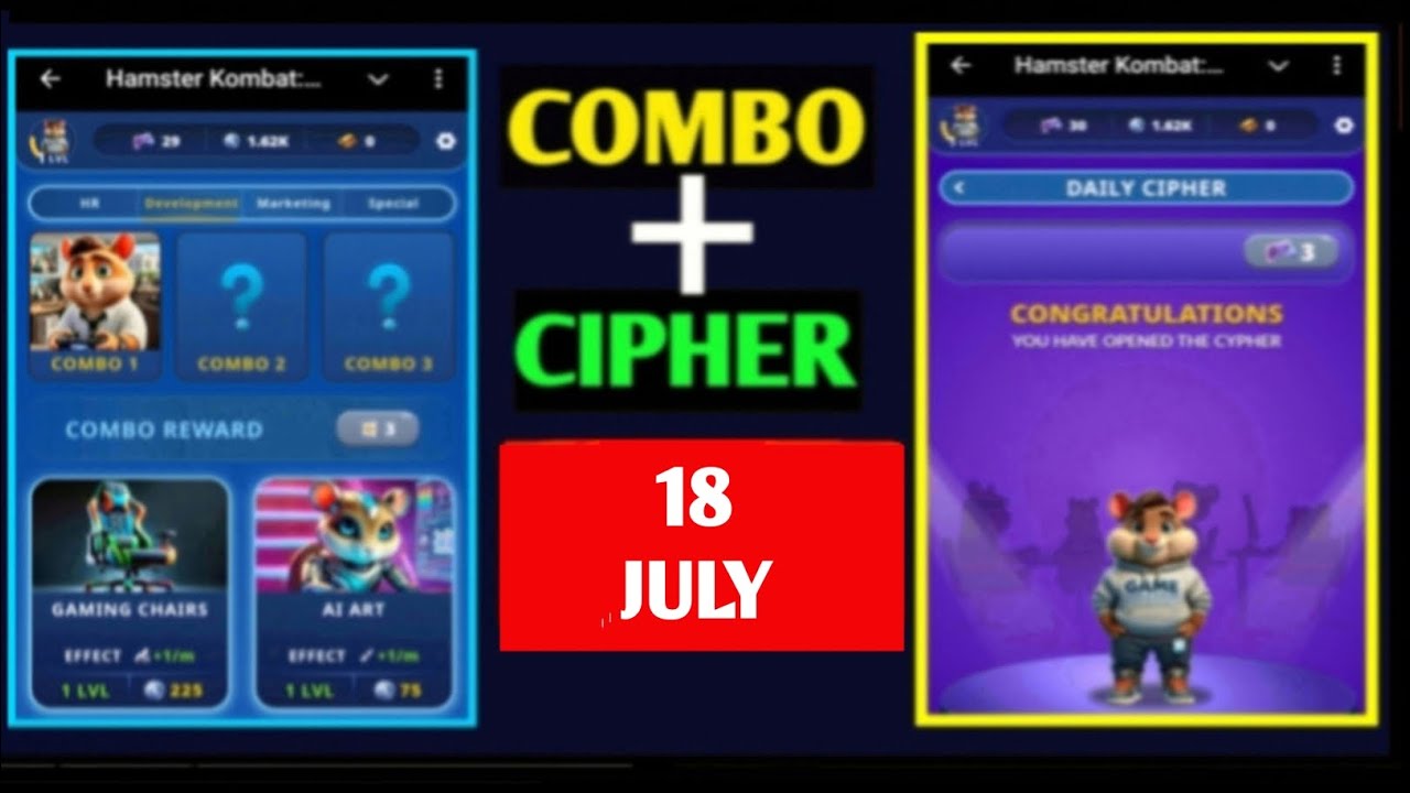 Hamster Daily Cipher & Combo 18-19 July | Hamster Daily Code | 18 July ...