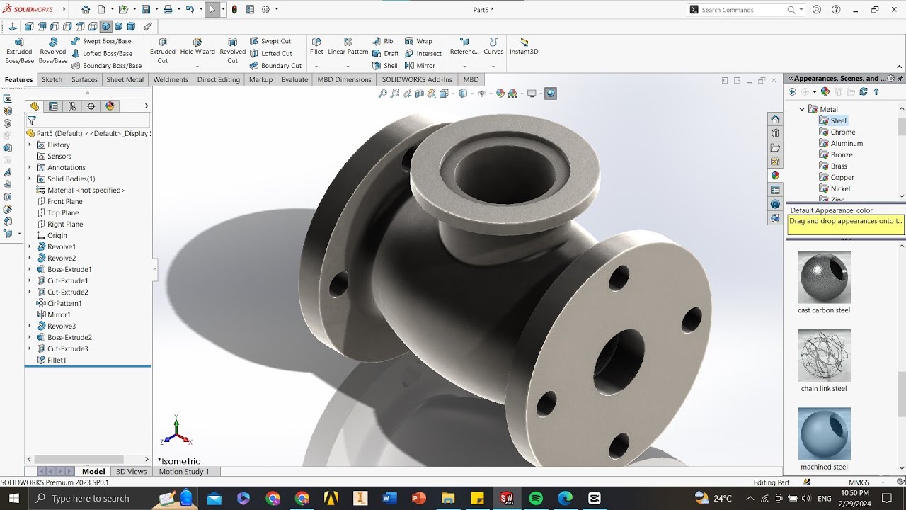 Membuat 3d part valve di aplikasi SolidWorks - YouTube