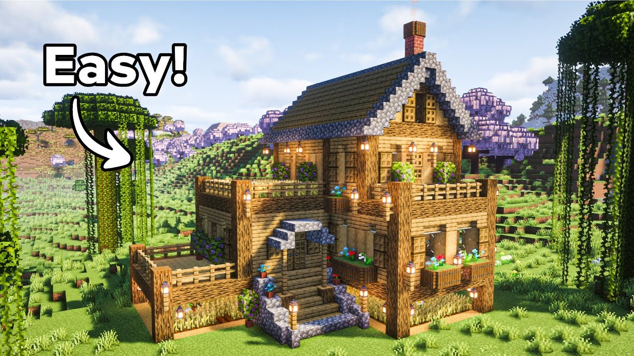 Minecraft: How to Build a Survival Wooden house - YouTube