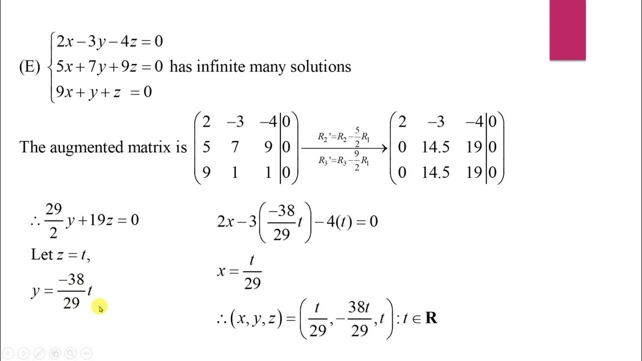 Homogeneous system of linear equations - YouTube