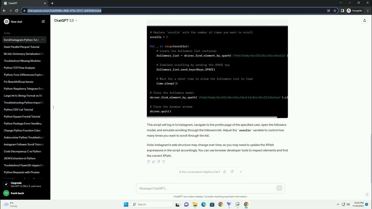 Scrolling through instagram s follower list with python selenium - YouTube