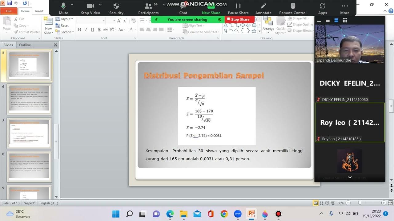 Pertemuan 10 Mata Kuliah Probabilitas dan Statistik Kelas Reg II ...