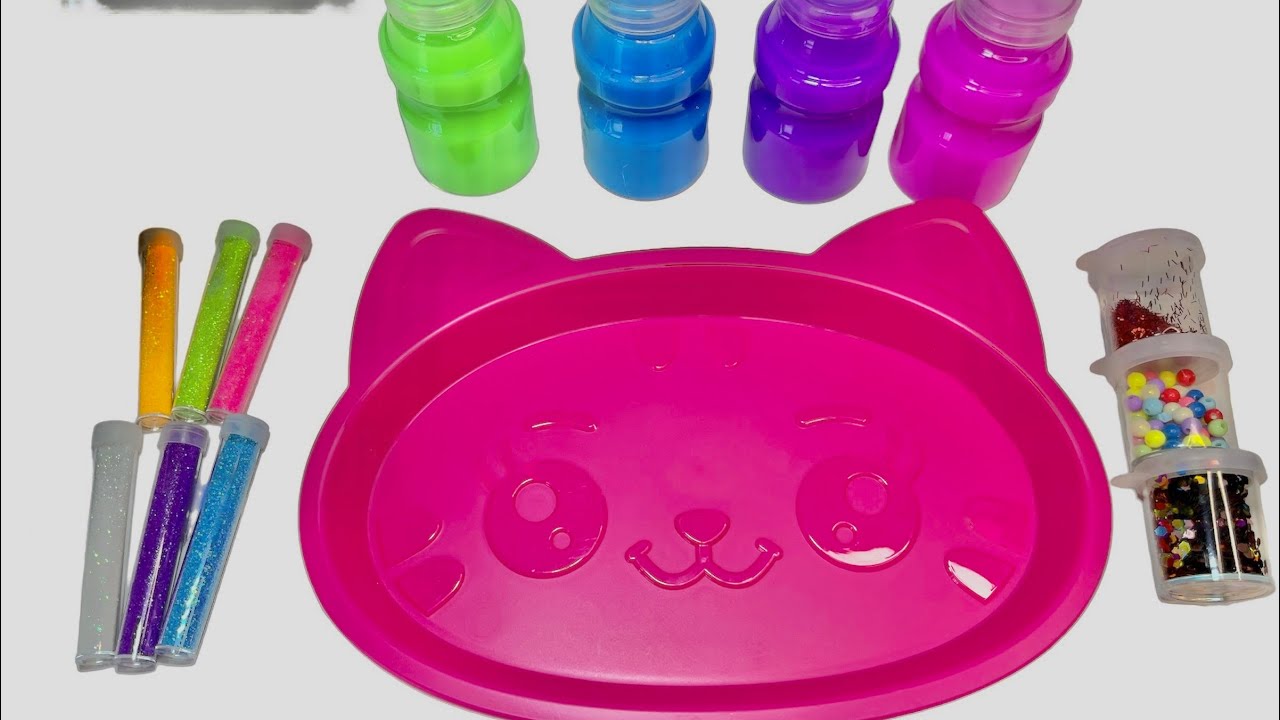 Satisfying video - Mixing liquide slime colors with glitters and ...