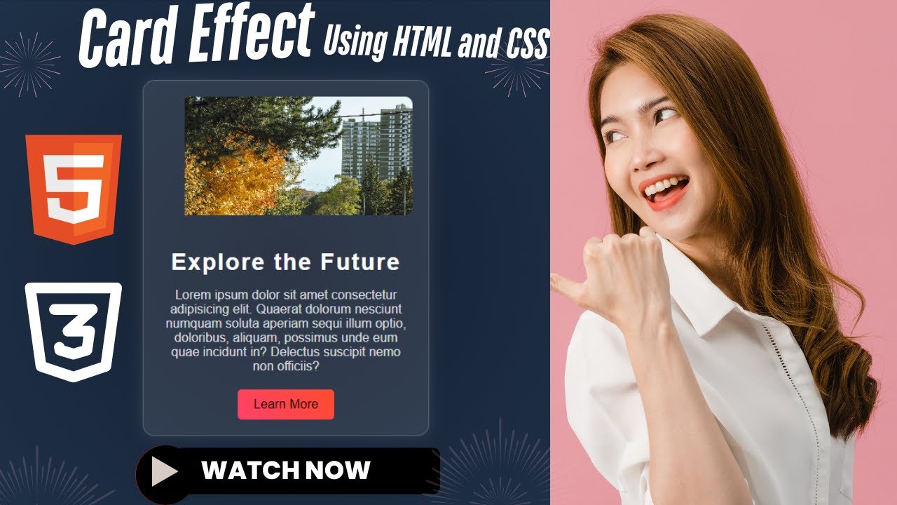 How to create card effect using HTML and CSS - YouTube