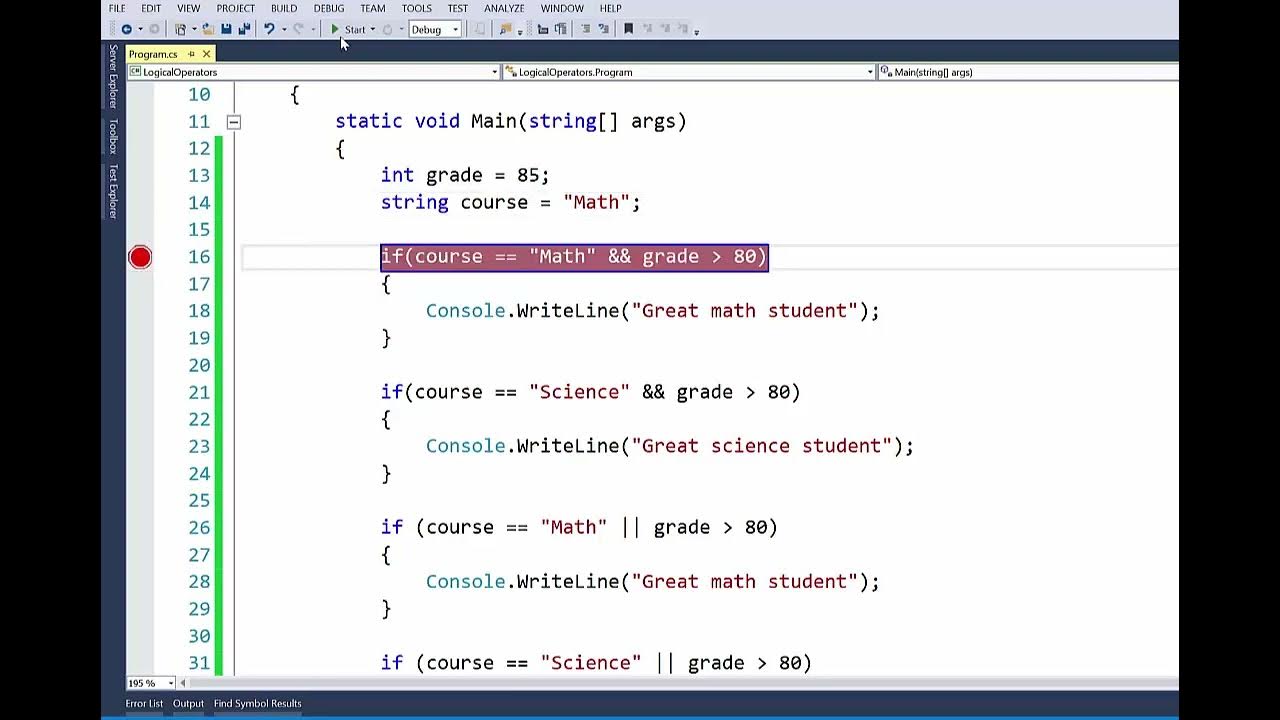 Logical Operators in C# - YouTube