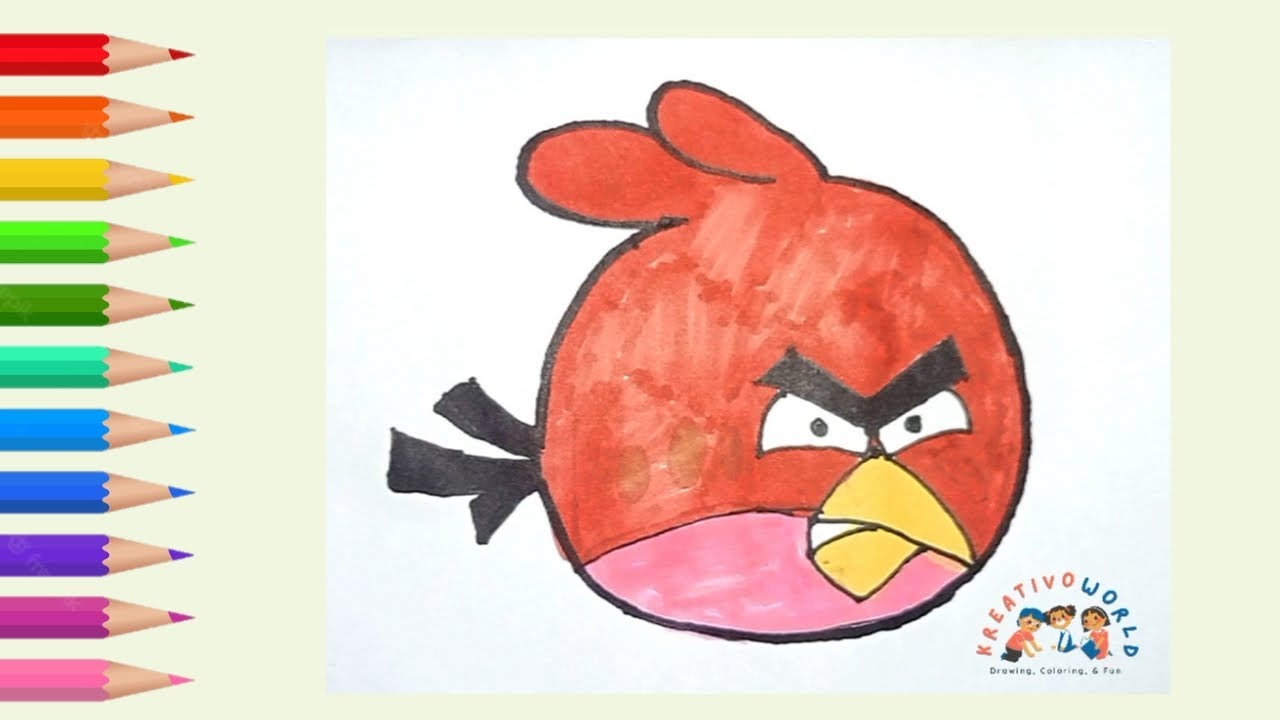 How to draw Angry Bird | Easy way to draw for kids - YouTube