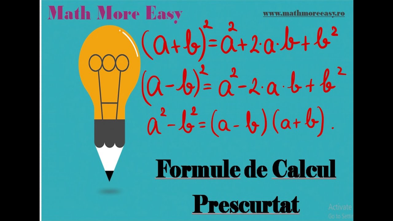 Formulele de calcul prescurtat - YouTube