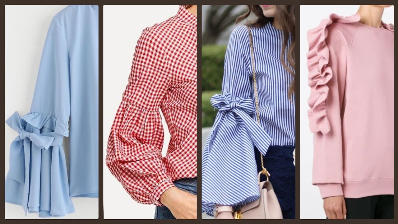 stylish knotted Sleeves frill decorated sleeves for blouse and tops for ...