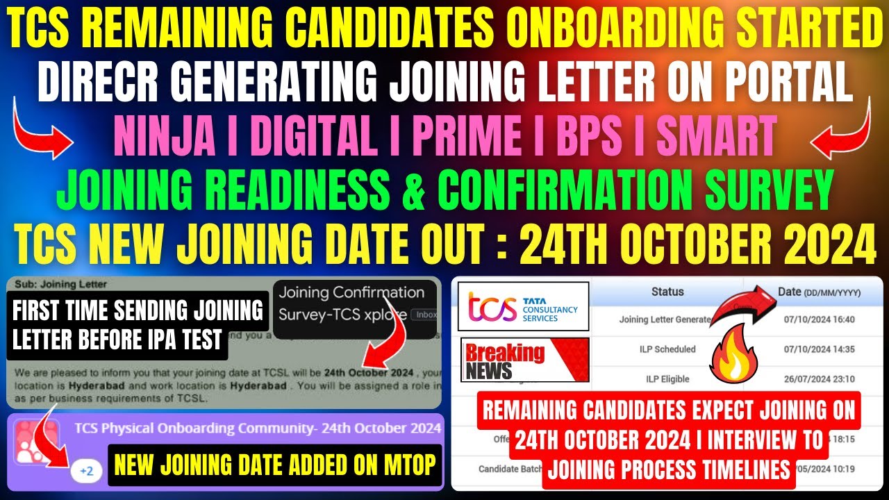 TCS PENDING ONBOARDING STARTED | NEW DOJ 24 OCT | TCS JOINING LETTER ...