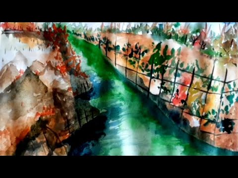 How to draw Lakeside scenery painting | watercolor tutorial | step by ...