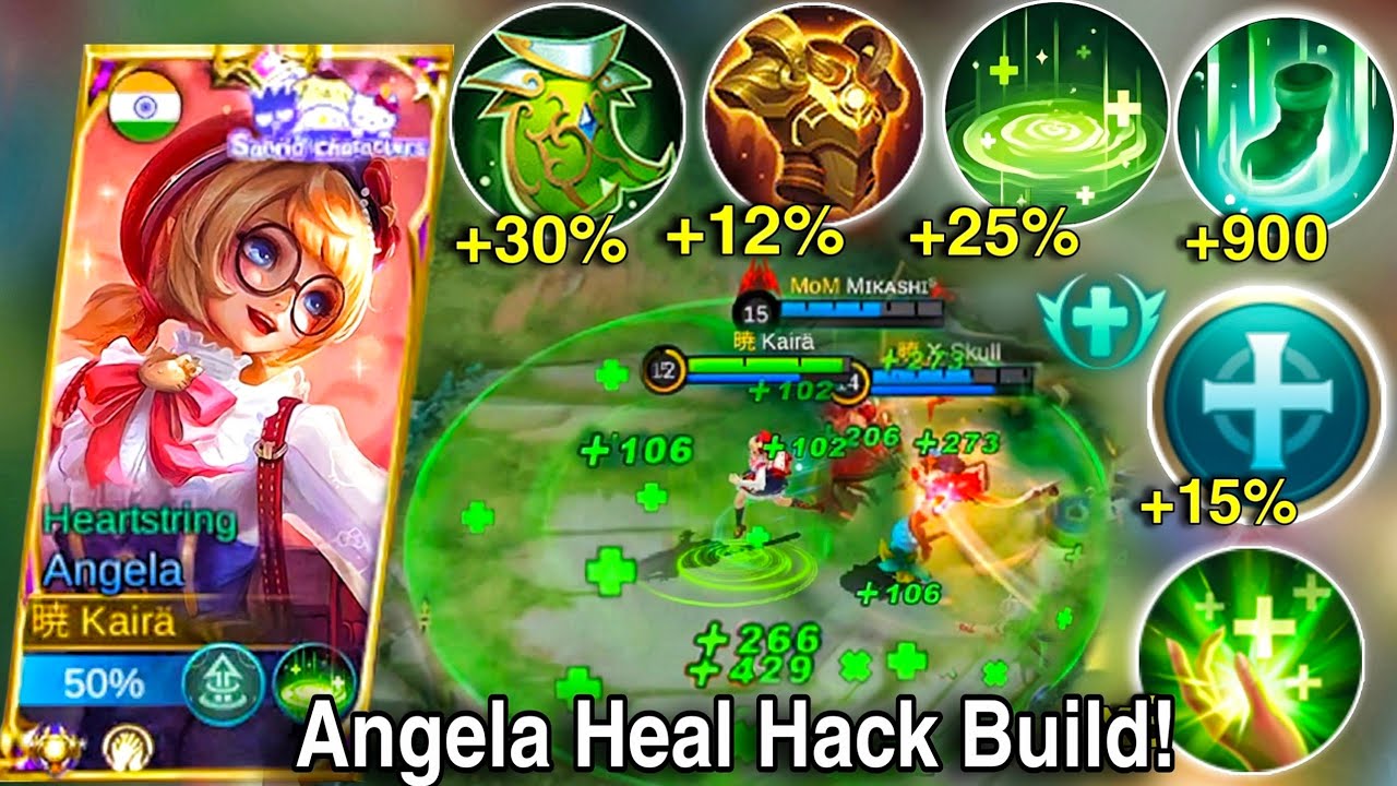 ANGELA BEST BUILD & EMBLEM FOR HEAL HACK!🤯TOP GLOBAL ANGELA🌸 - YouTube
