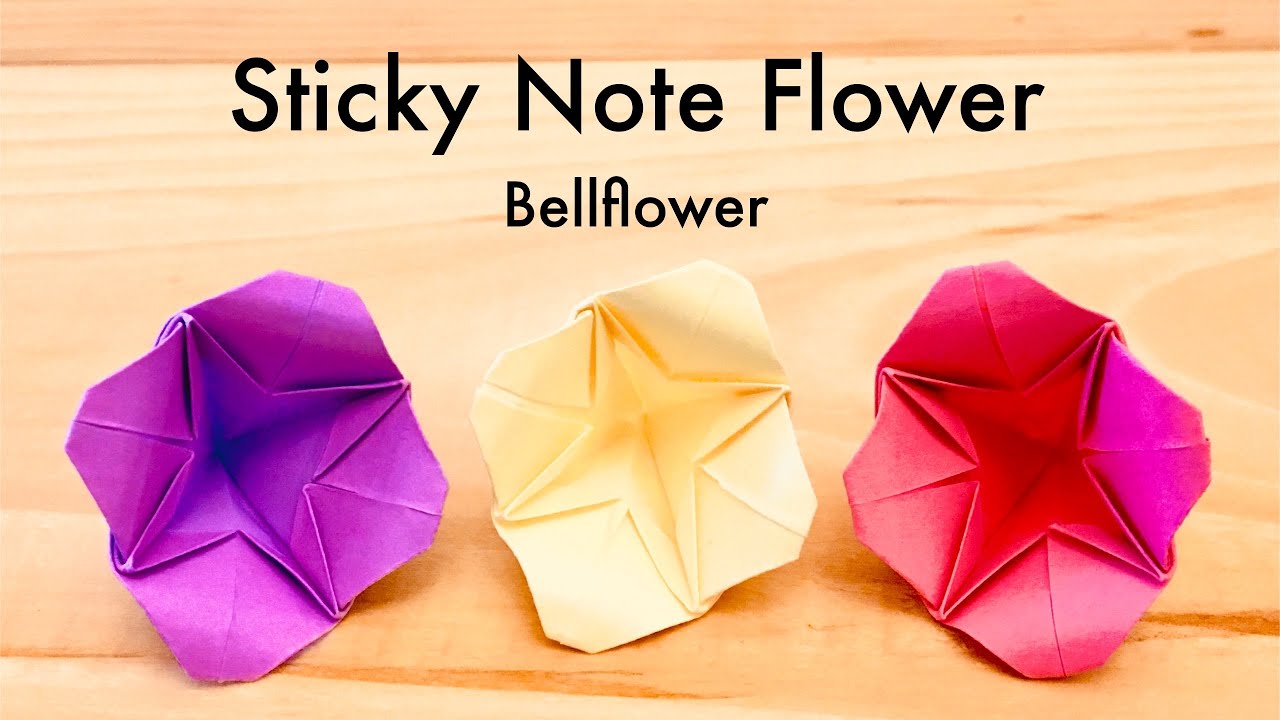 Sticky Note Origami Flower - Bellflower - YouTube