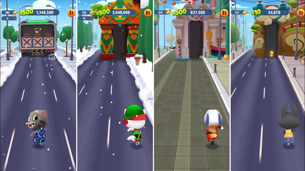 Talking Tom Gold Run Snake Off Tom vs Elf Angela vs Kung Fu Hank vs ...