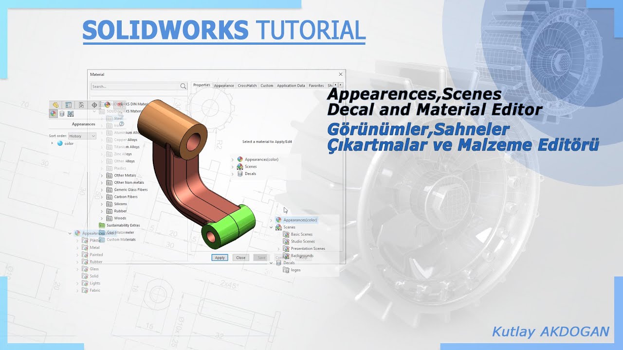 Solidworks Video Tutorial / Solidworks dersler Görünüm,Malzeme,Çıkartma ...