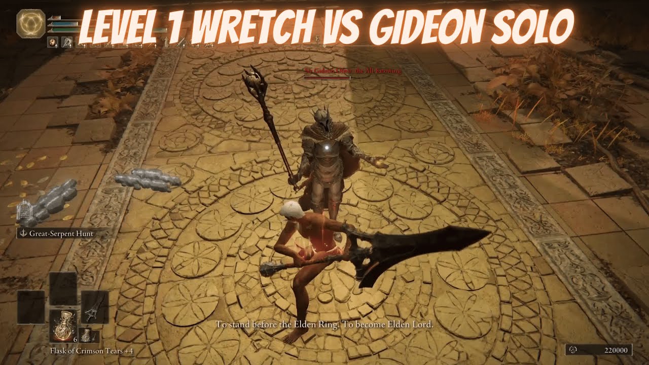 Elden Ring Level 1 Wretch vs Gideon Solo No Hit - YouTube