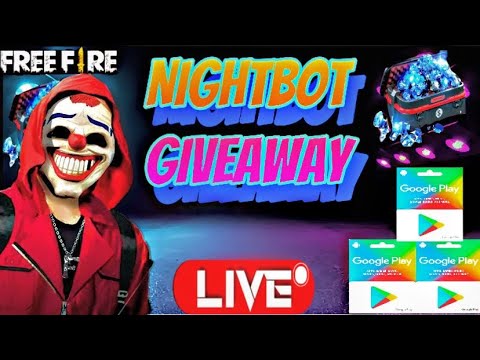 FREE FIRE LIVE NIGHTBOT GIVEAWAY || REDEEMCODE GIVEAWAY - YouTube