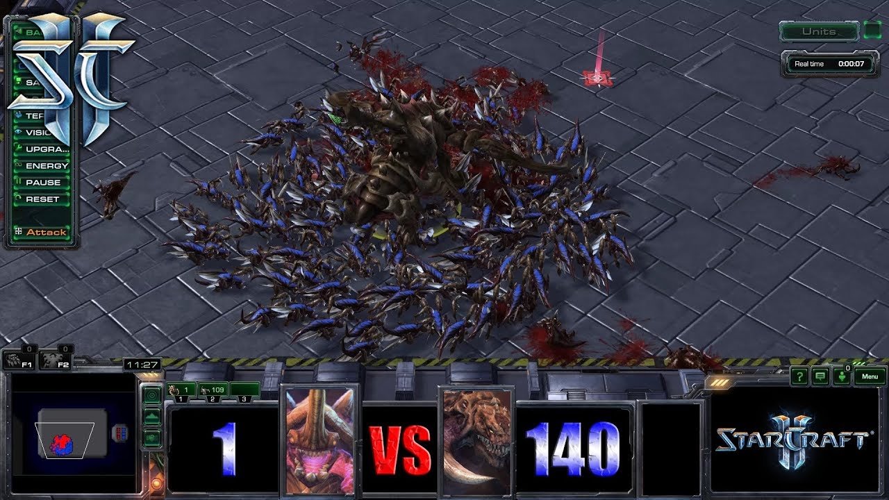 StarCraft 2: Unit Tester - 1 Ultralisk VS 140 Zerglings!! - YouTube