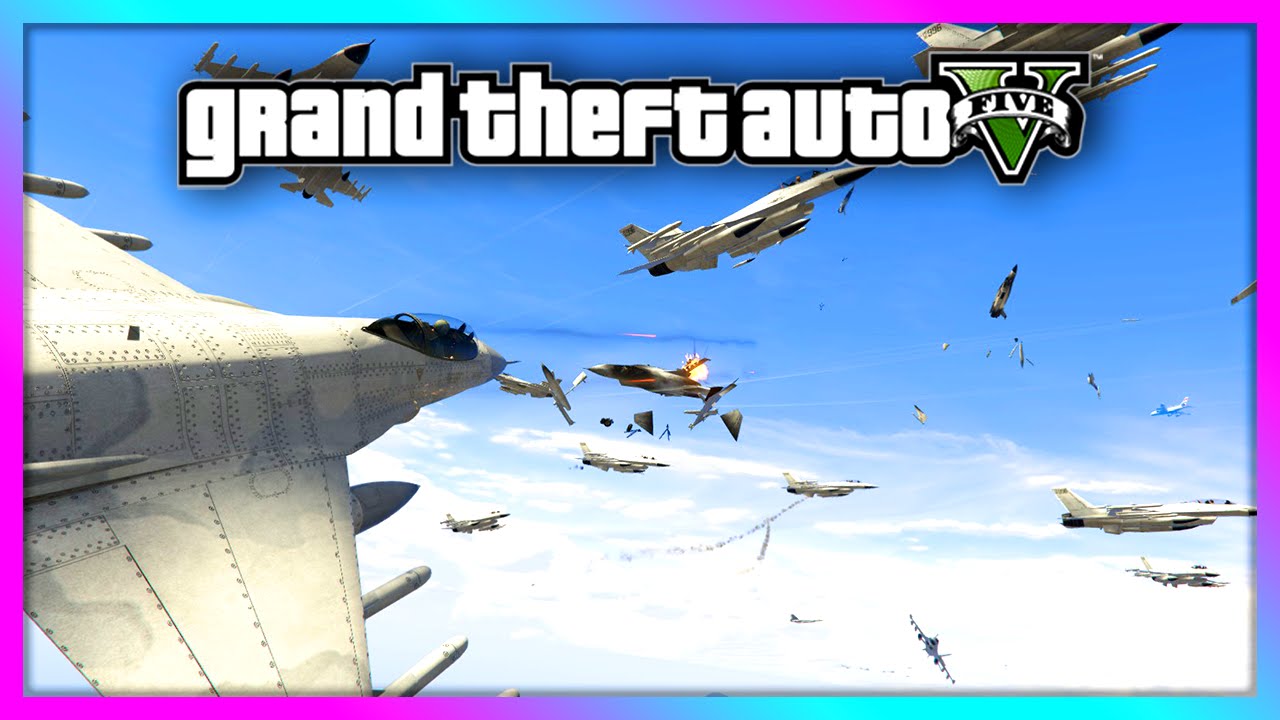 GTA 5 - HUGE Dogfight in Fighter Jets! - Aerial Battle Mod Over Los ...