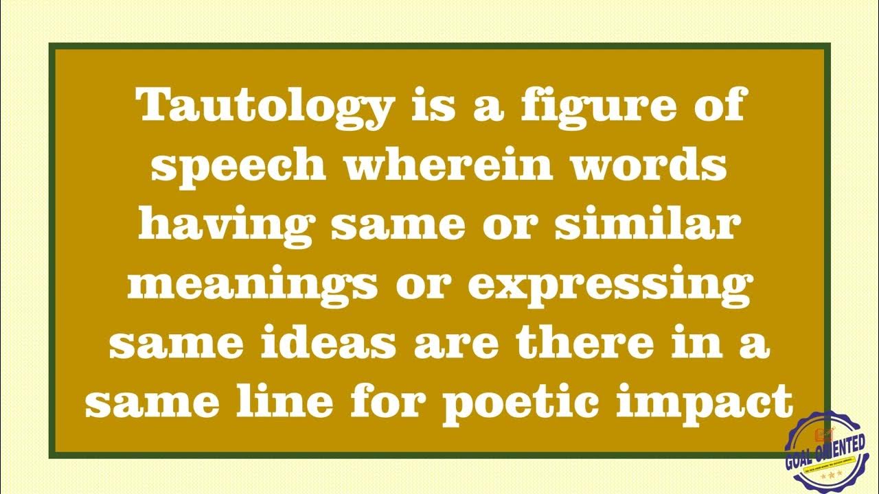what is tautology and examples of tautology #figures of speech - YouTube