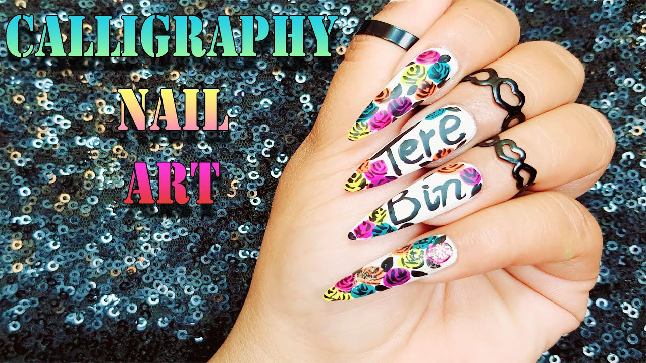 Calligraphy Nail Art - YouTube