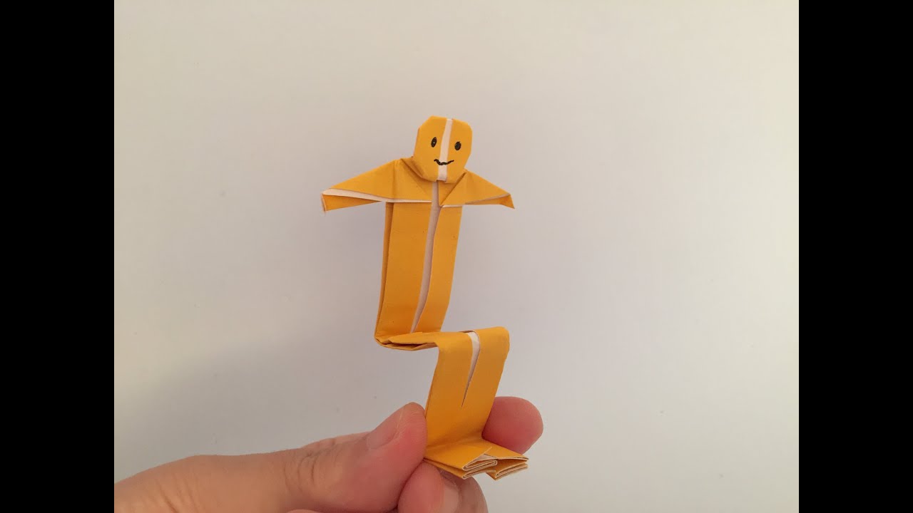 折纸 会跳的的小人 origami Jumping man พับกระดาษ มนุษย์กระโดด 종이 접기、折り紙、 оригами ...